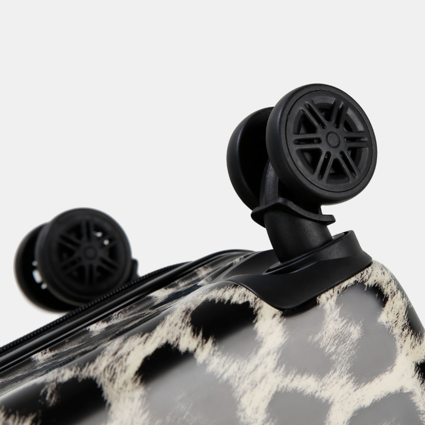 OHS 4 Wheel Leopard Print Hard Shell Suitcase, Natural - 3 Pack