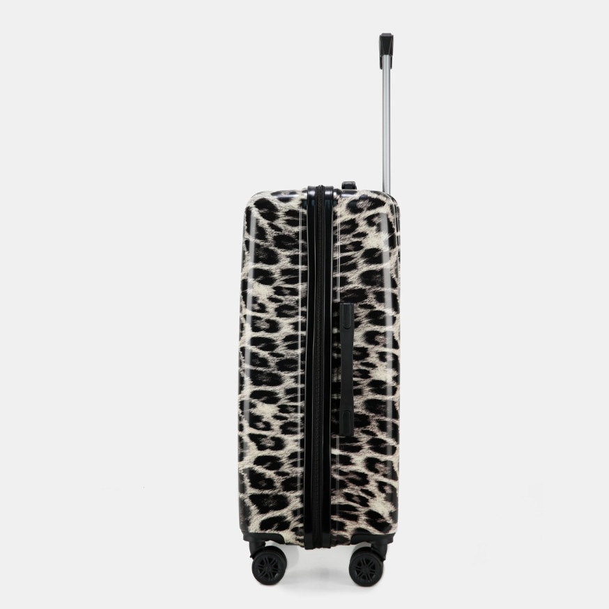OHS 4 Wheel Leopard Print Hard Shell Suitcase, Natural - 3 Pack