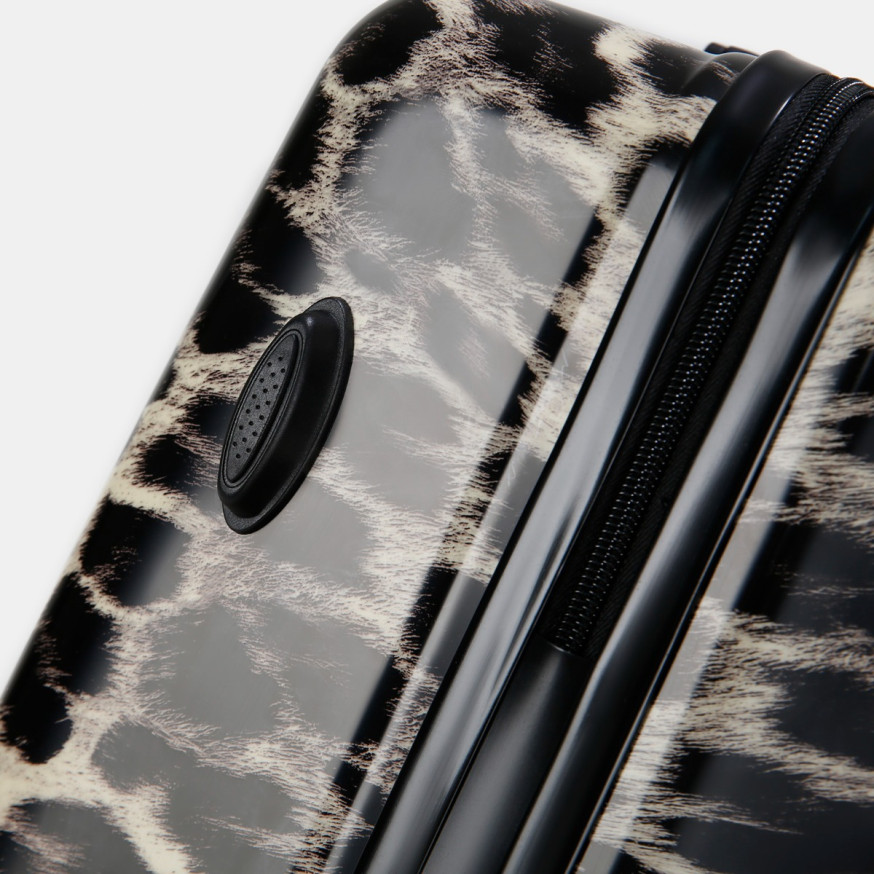 OHS 4 Wheel Leopard Print Hard Shell Suitcase, Natural - 3 Pack