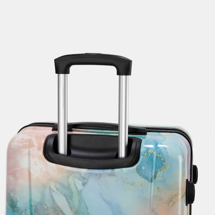 OHS 4 Wheel Marble Printed Hard Shell Suitcase, Multi - 3 Pack