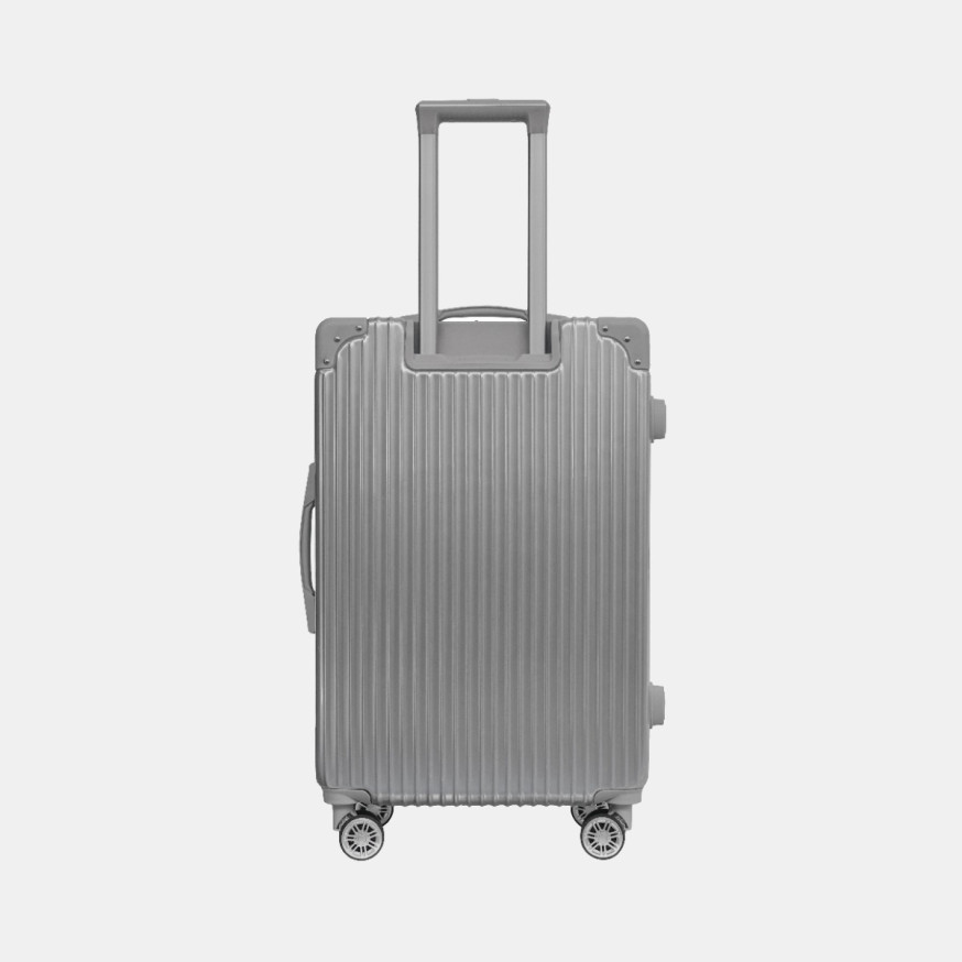 OHS 4 Wheel Hard Shell Metallic Suitcase, Silver - 3 Pack