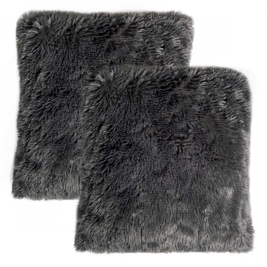 OHS Fluffy Cushion Covers - Charcoal