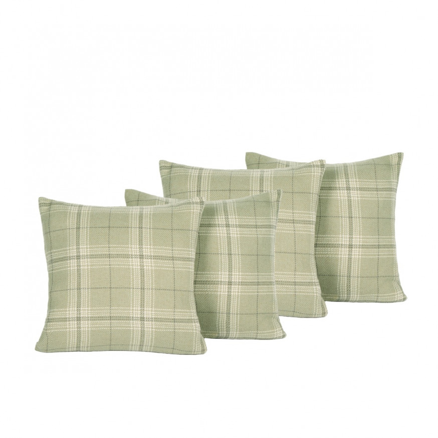 OHS 4 Pack Woven Check Cushion Covers - Sage