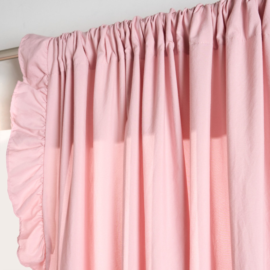 OHS Frill Voile Curtains (Pair) - Blush