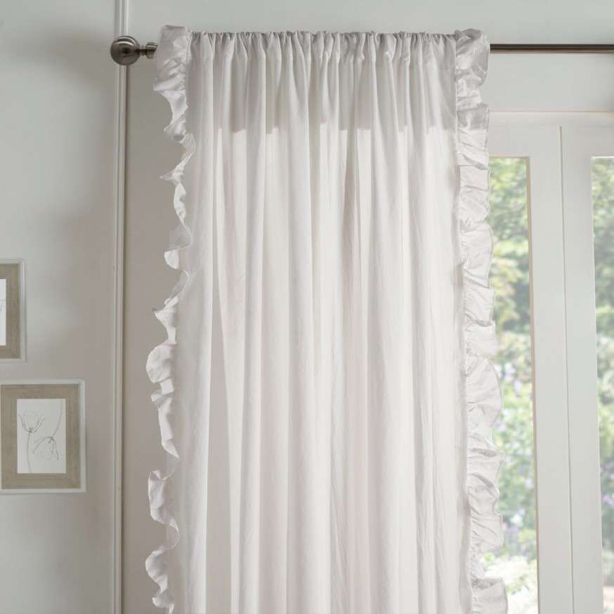 OHS Frill Voile Curtains (Pair) - White