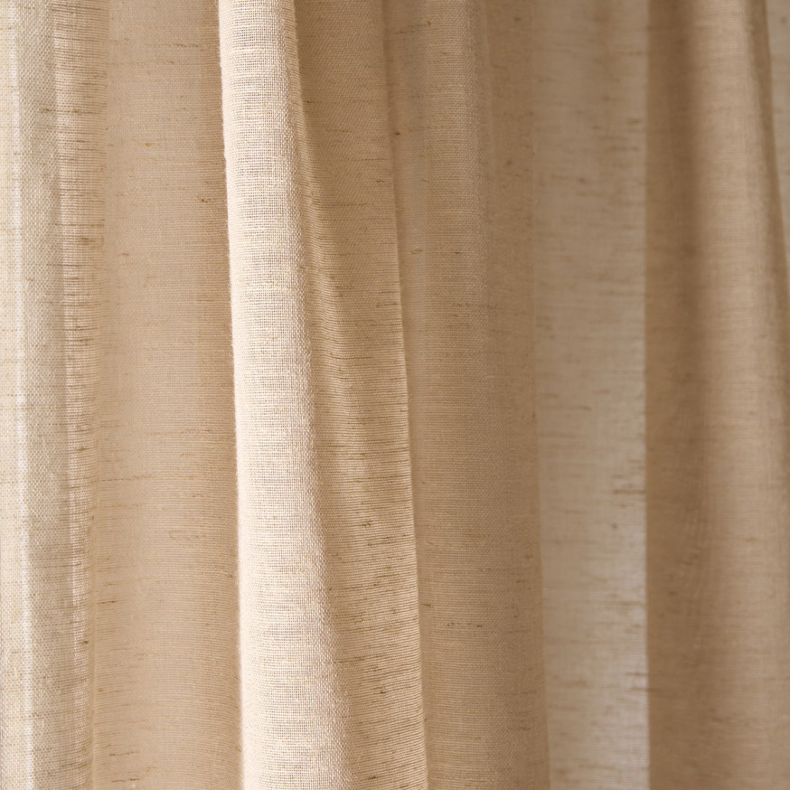 OHS Linen Look Slot Top Voile Curtains - Mink
