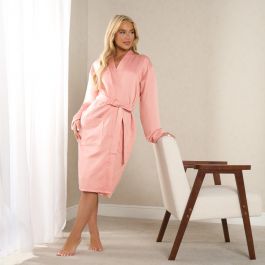 OHS Satin Dressing Gown Robe, Blush Pink - S/M