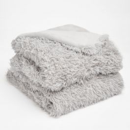 Sienna Fluffy Throw - Silver