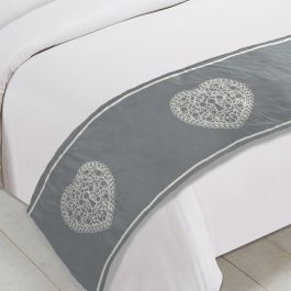 Heart Print Bed Runner Grey - 50 x 200cm