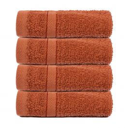 Brentfords 100% Cotton 4 Pack Face Cloths - Burnt Orange