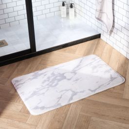 OHS Marble Print Bath Mat - Grey