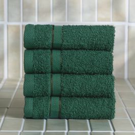 OHS 100% Cotton 4 Pack Face Cloths - Forest Green