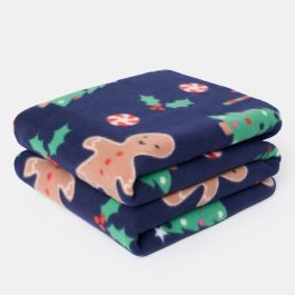 OHS Gingerbread Man Fleece Throw - Navy