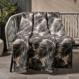 OHS Palm Leaf Print Fleece Throw - Monochrome