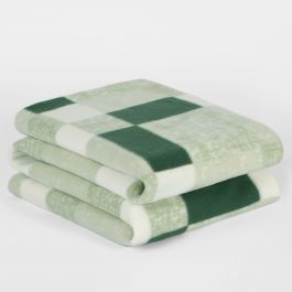 OHS Tartan Check Fleece Throw - Forest Green