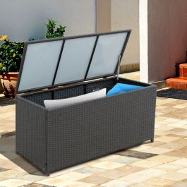 Outsunny Rattan Storage Box - Dark Brown