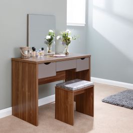 Elizabeth Dressing Table Set - Walnut/Grey