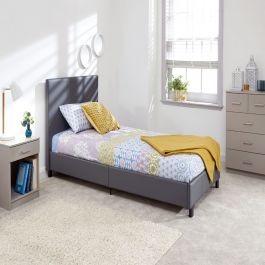 Faux Leather Bed in a Box, 3ft Single - Grey