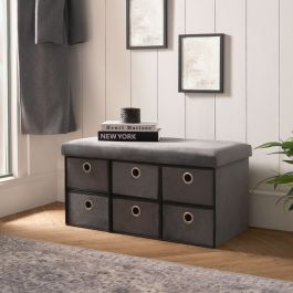 OHS Matte Velvet 6-Drawer Storage Chest - Charcoal