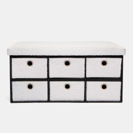 OHS Boucle 6-Drawer Storage Cube - White