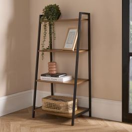 OHS Manhattan 4-Tier Shelving Unit - Natural Wood