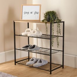 OHS Manhattan Multi Purpose 4-Tier Shoe Rack - Light Wood