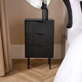 OHS Ribbed 3-Drawer Bedside Table - Black