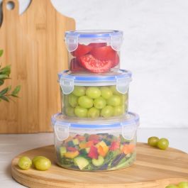 OHS Round Plastic Tupperware Set, 3 Piece - Clear