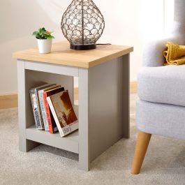 Lancaster Side Table With Shelf - Grey