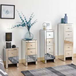 Mirrored 3 Drawer Slim Chest Clear Glass