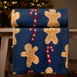OHS Gingerbread Candy Cane Fleece Throw - Navy Blue
