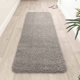 OHS Washable Shaggy Rug Runner - Silver
