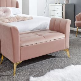 Pettine Fabric Ottoman Storage Bench - Blush Pink
