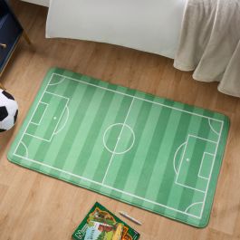 OHS Kids Supersoft Football Pitch Printed Rug - Green