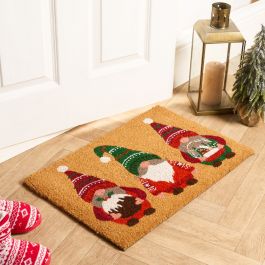 OHS Christmas Gonk Print Coir Mat - Natural