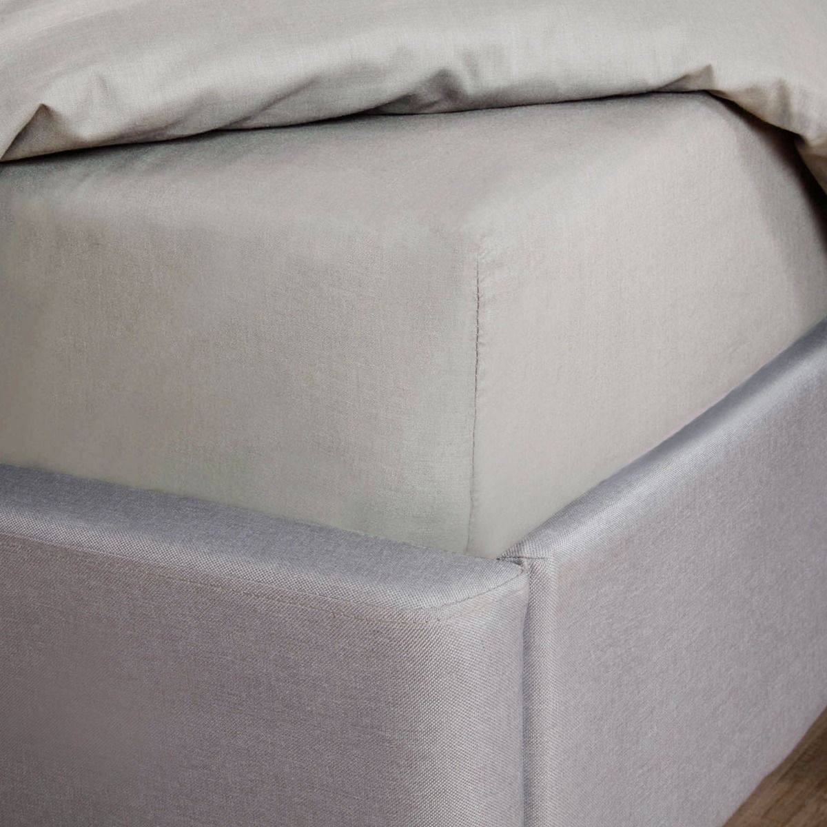 OHS 300 Thread Count 100% Cotton Fitted Sheet, Light Grey - Double