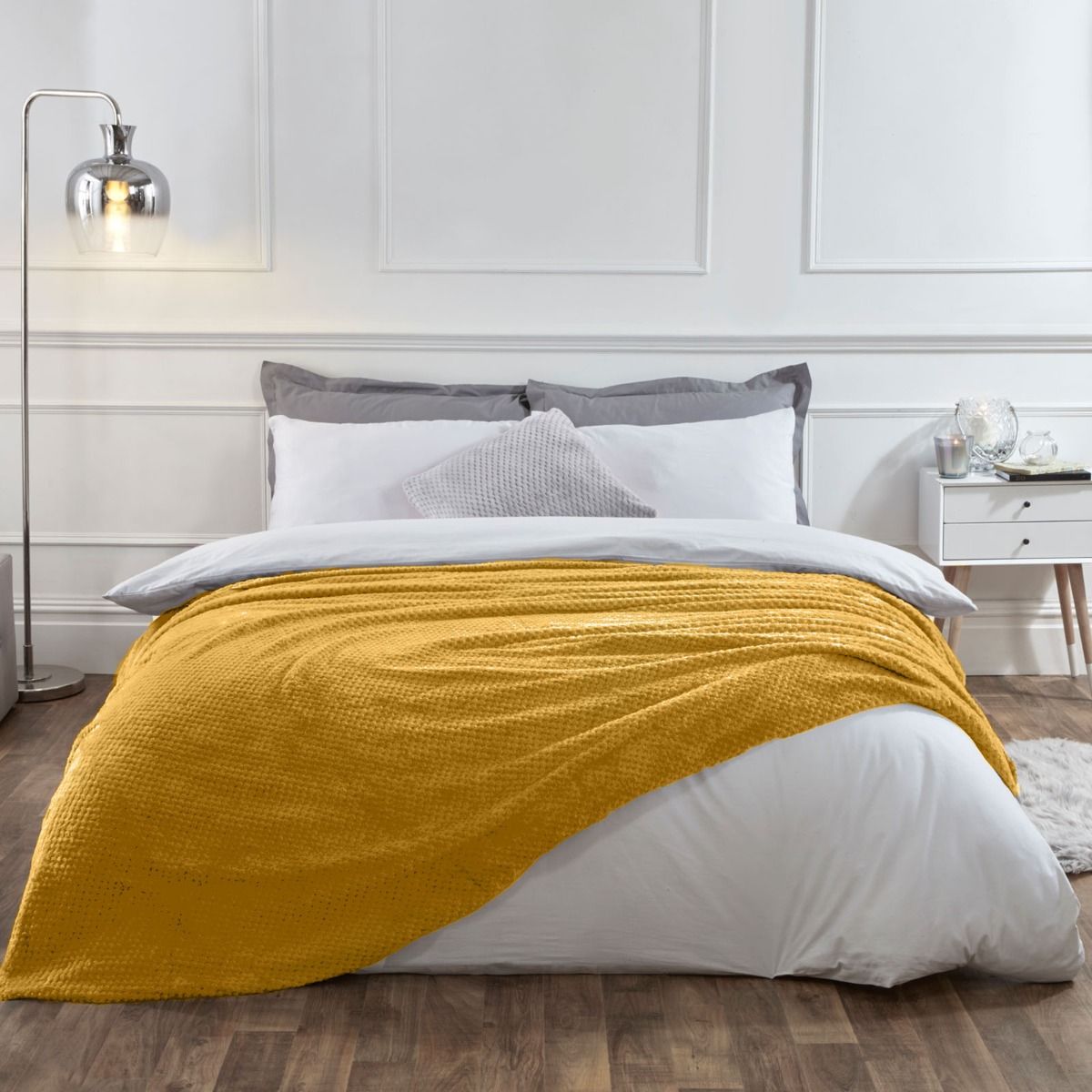 Dreamscene Waffle Mink Throw - Ochre