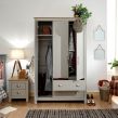 Lancaster 3-Door 2-Drawer Wardrobe - Grey