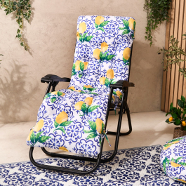 OHS Gravity Chair Lemon Print Cushion - White/Blue