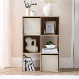 OHS Matte Velvet Cube Storage Boxes, Natural - 2 Pack