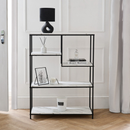 OHS Manhattan Marble Effect Display Shelving Unit - Black/White